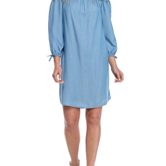 crown & ivy | Dresses | Crown And Ivy Offshoulder Chambray Dress | Poshmark
